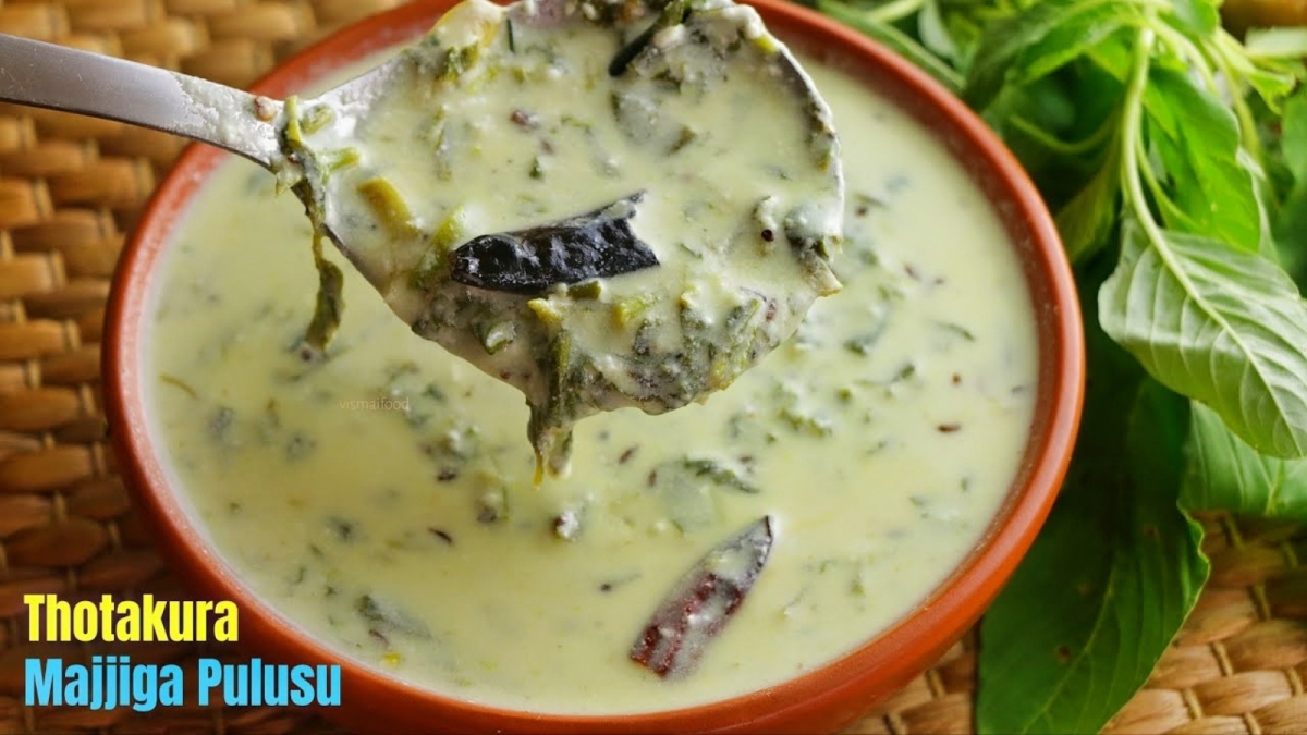 Amaranth Kadhi (Butter Milk Stew) | Thotakura Majjiga Pulusu Recipe ...