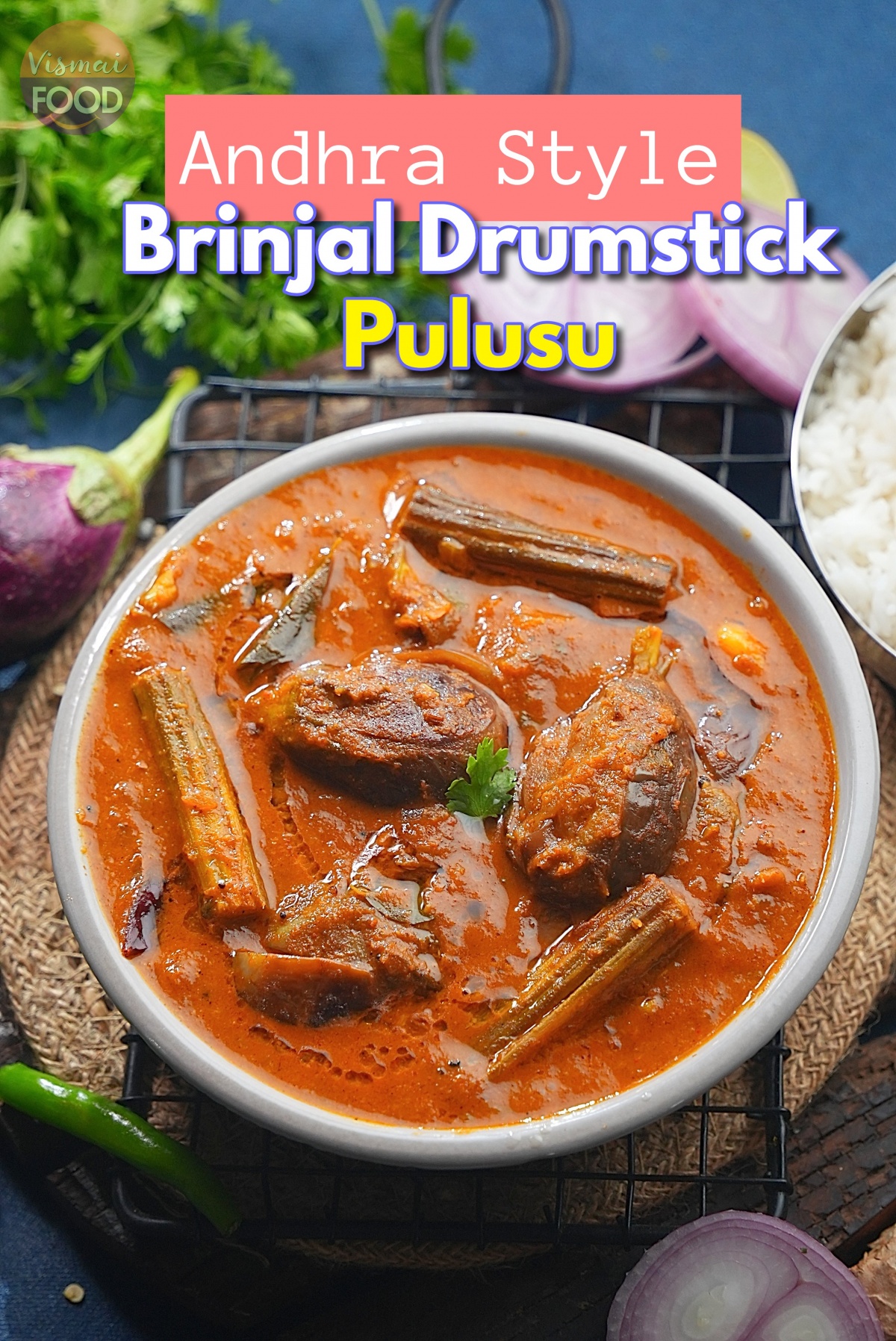 Vankaya Munakkaya Pulusu | Brinjal Drumstick Curry Recipe | Vismai Food